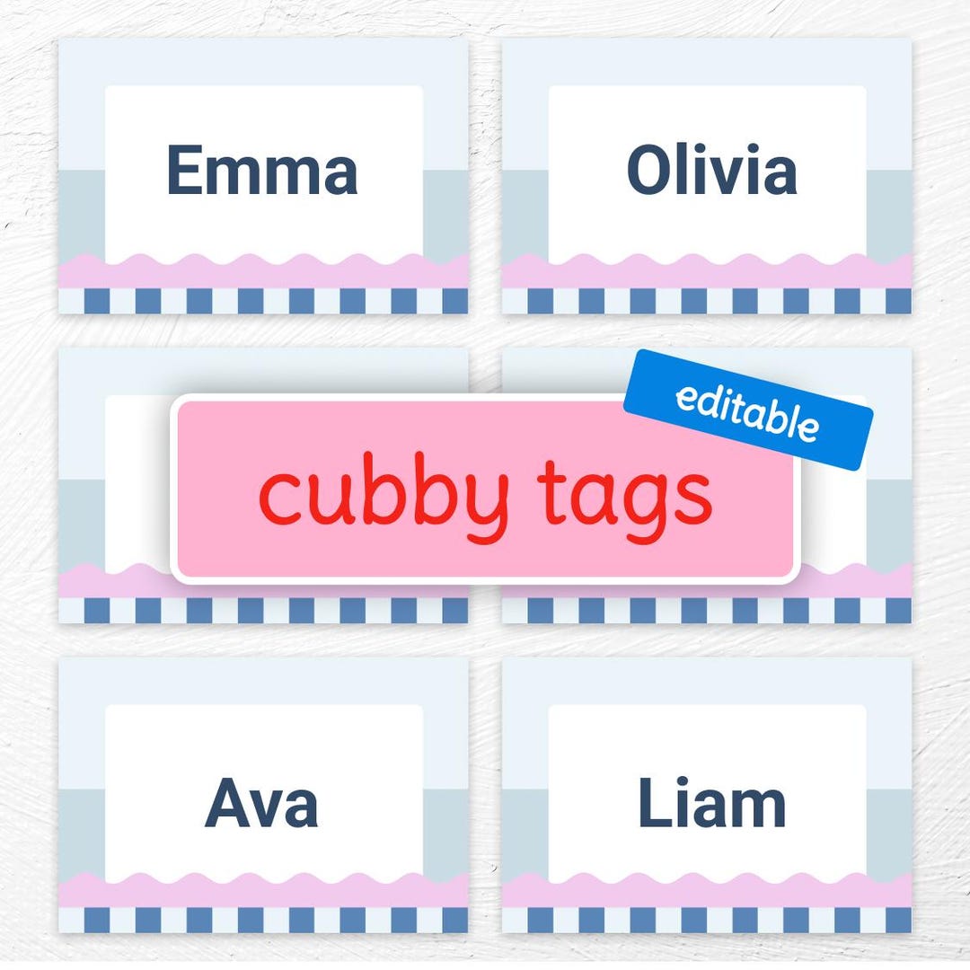 Classroom Cubby Tags | Taffy Modern Cottage Themed | Editable - Etsy
