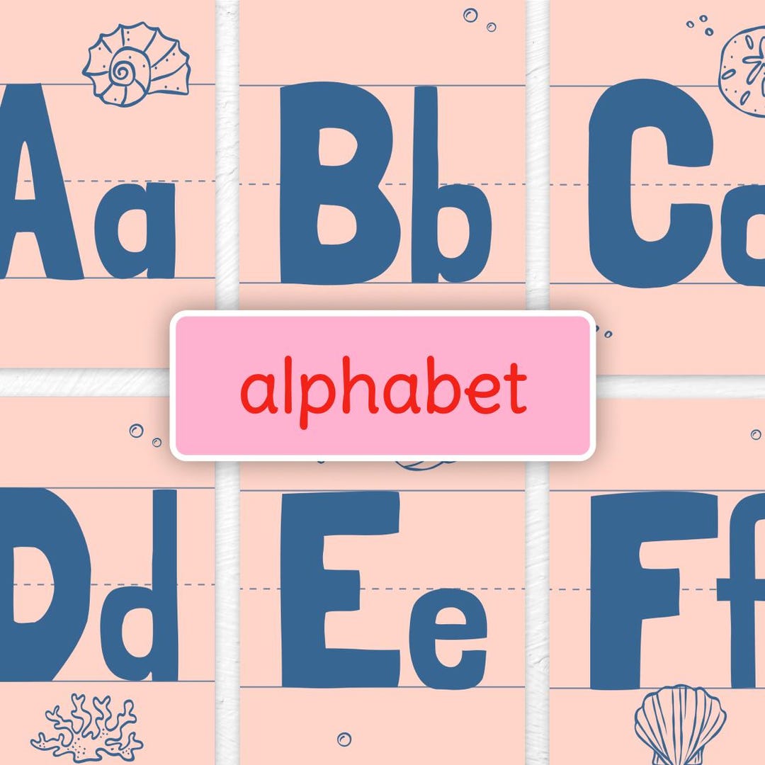 Classroom Alphabet | Coral Sea & Shell Themed | Letters - Etsy