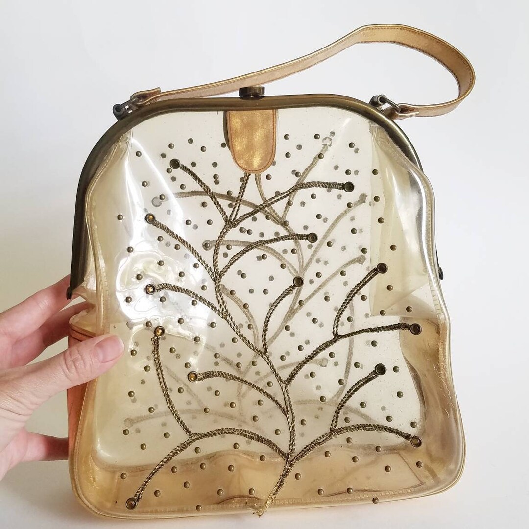 Mel-ton Vinyl Gold Purse, Mel-ton Clasp Purse, Gold and Brass Vinyl ...