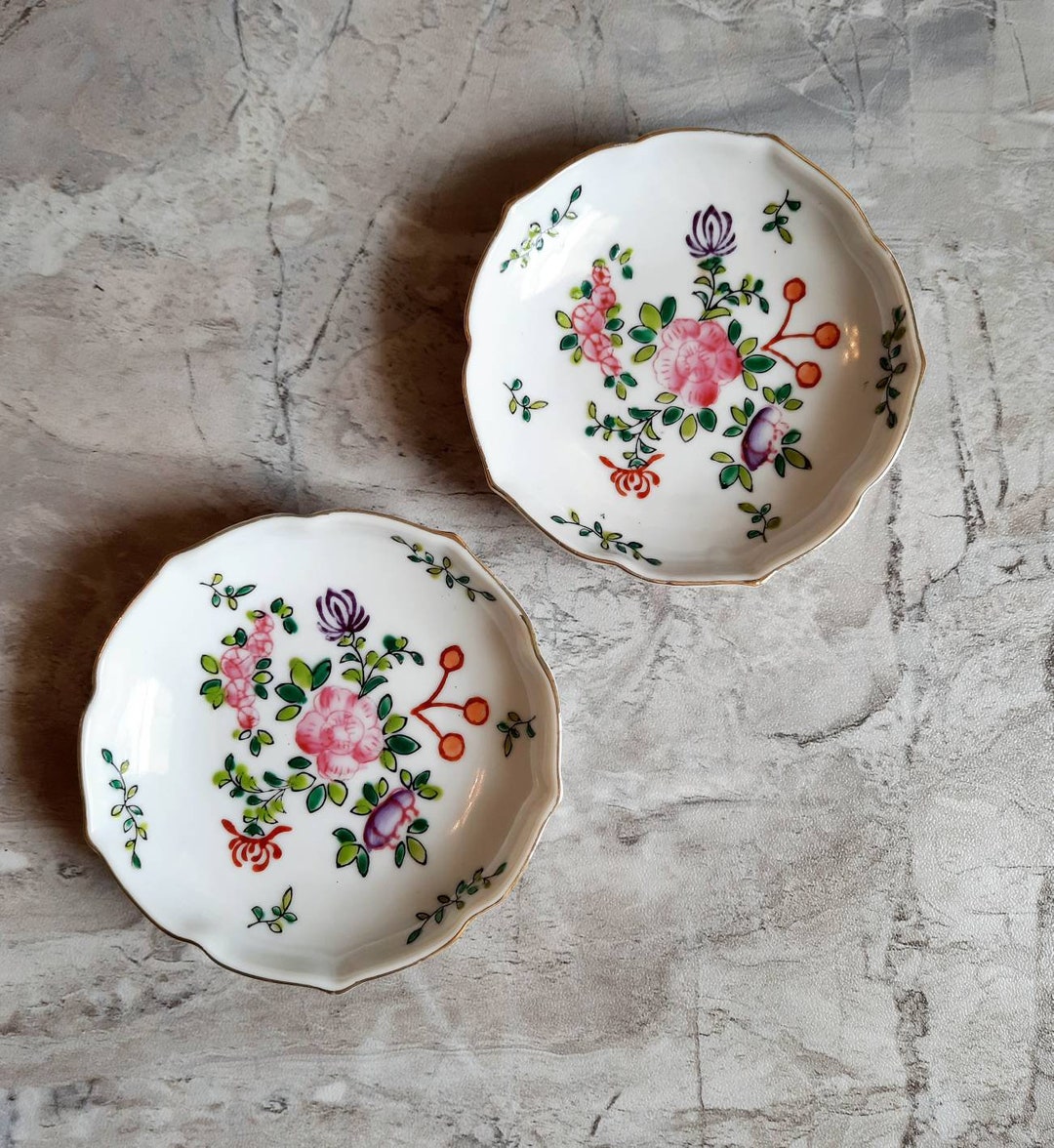 Floral Lowestoft Plate Pair, Made in Japan, Vintage Lowestoft, Japanese ...