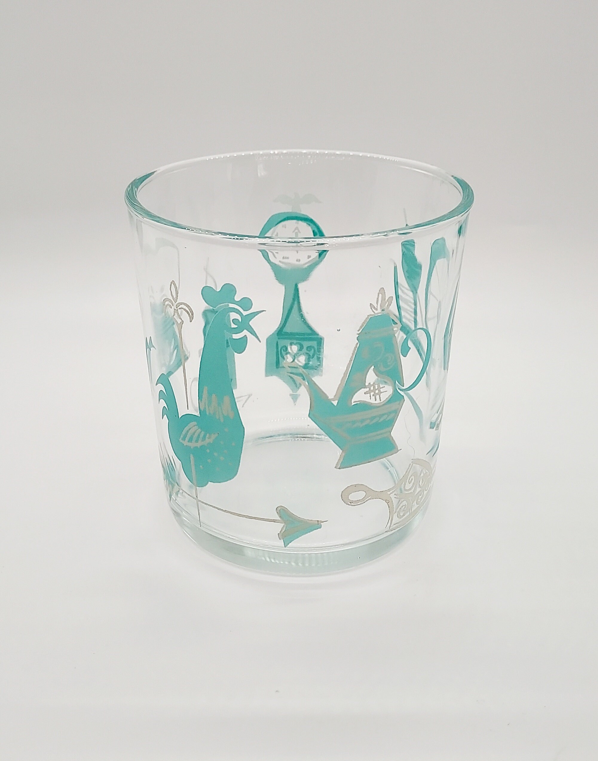Hazel Atlas Teal Rooster Sour Cream Glass Container, Hazel Atlas Packer ...