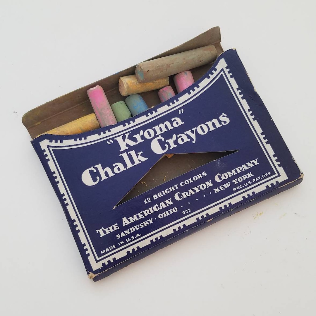 Kroma Chalk Crayons, the American Crayon Company Chalk Box, Made in USA ...