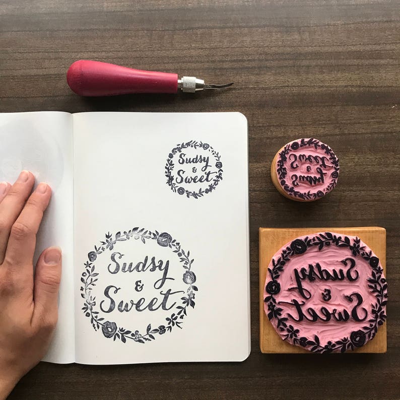 Business Branding Stamp Set Custom Logo Rubber Stamps Hand - Etsy