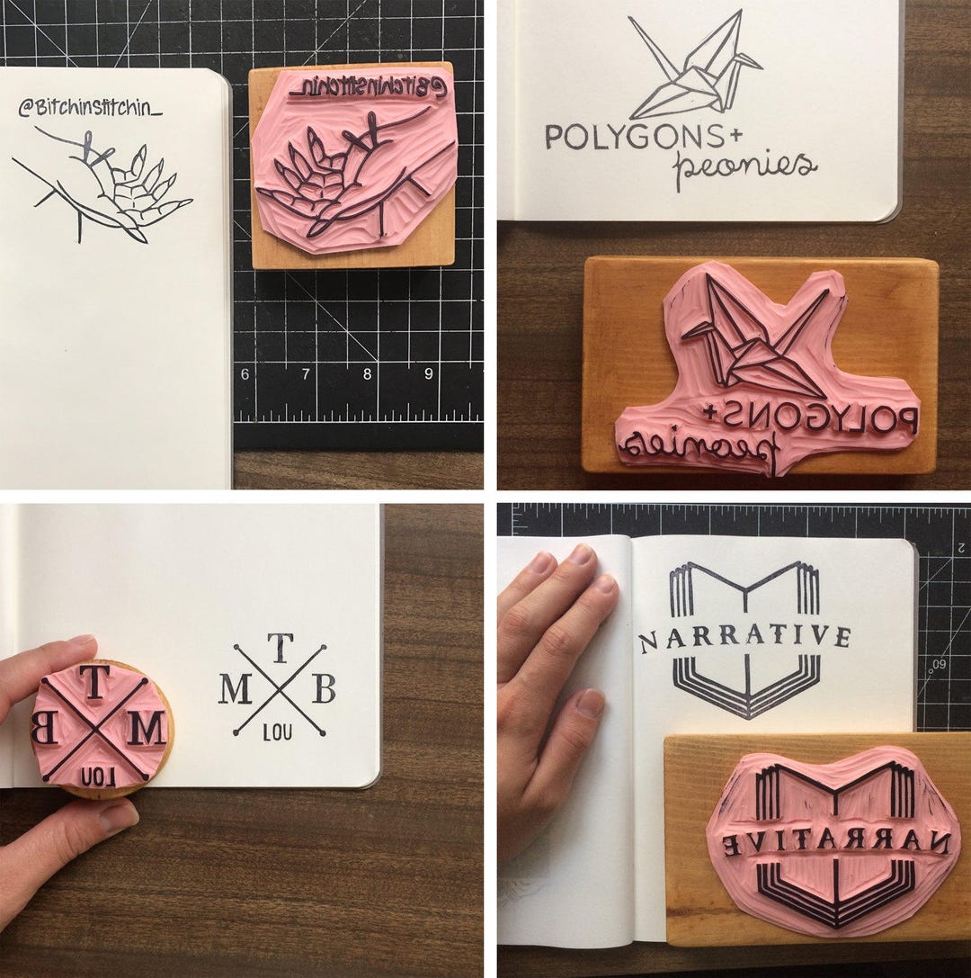 Custom Logo Stamp - Hand Carved Rubber Stamp - Any Size - Small ...