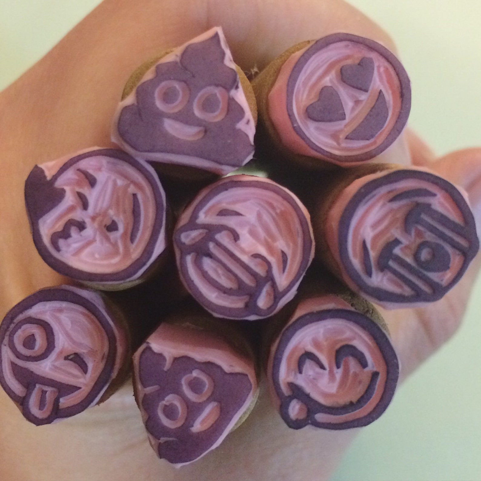 Emoji Stamp - 1 Tiny Hand Carved Rubber Stamp of Any Emoji - A Great ...