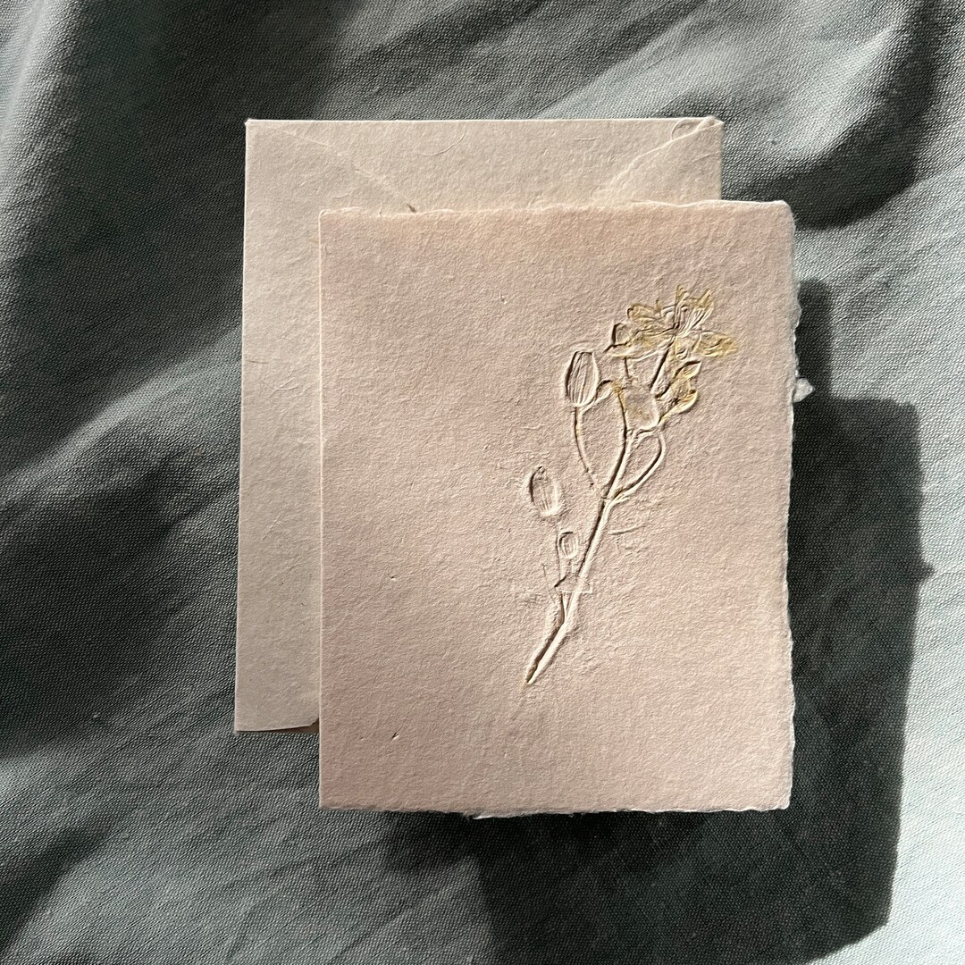Embossed Nature Greeting Card - Handmade Paper - Deckle Edge Cotton Rag ...