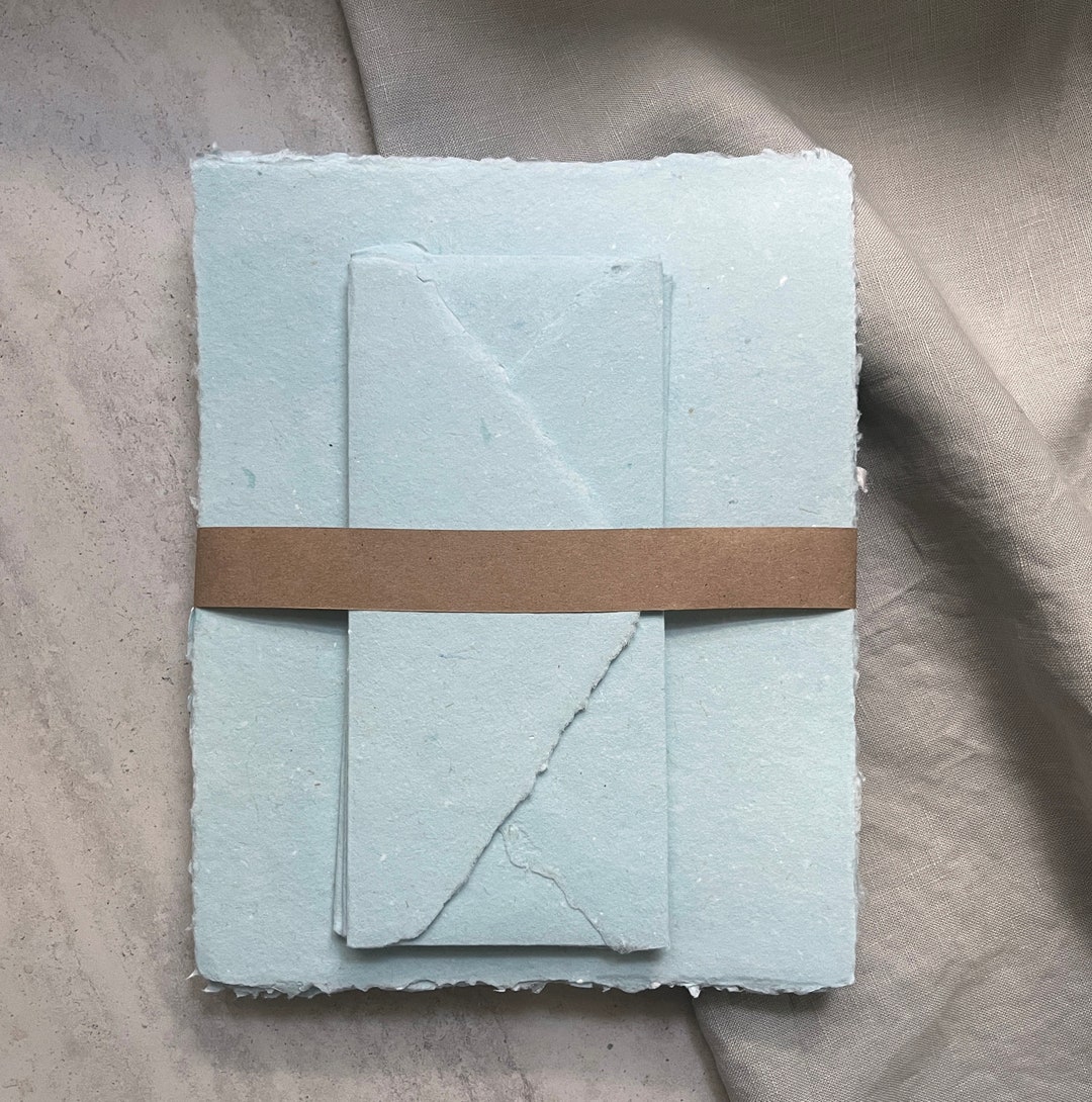 Stationery Set Light Blue Handmade Paper With Envelopes for Letter ...