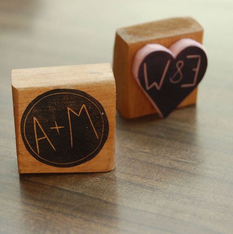 Custom Couple's Initial Stamp - 1.5 Inch - Personalized Wedding or ...