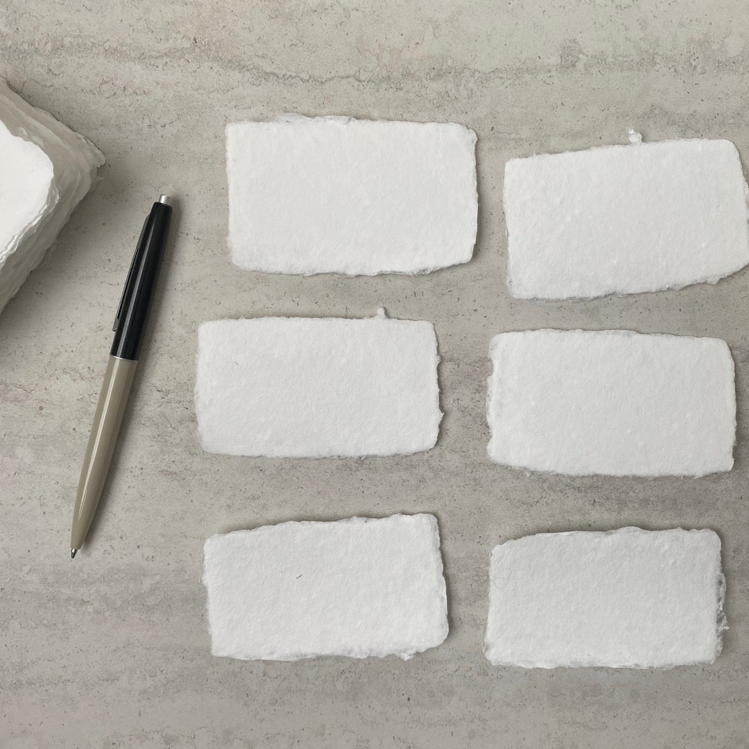 Handmade Paper Deckled Edge Card - White Classic Cotton - Business ...