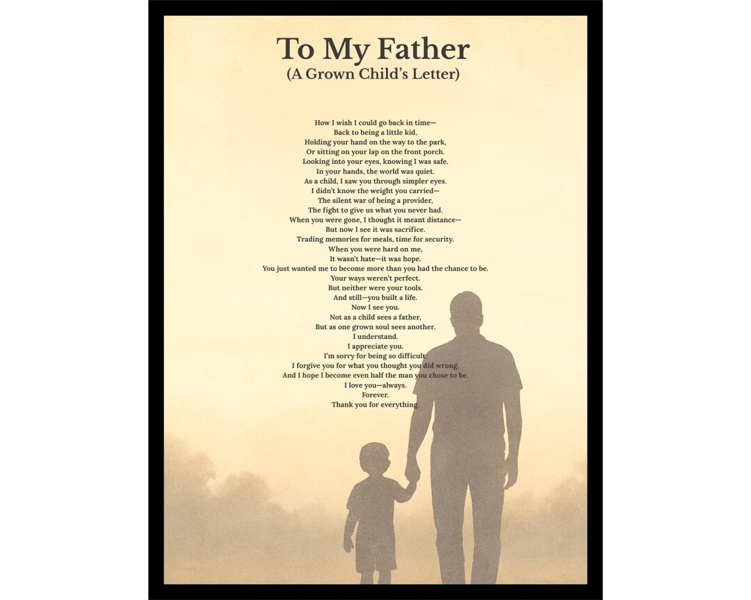 To My Father Printable Poem – Emotional Father’s Day Gift – Wall Art ...