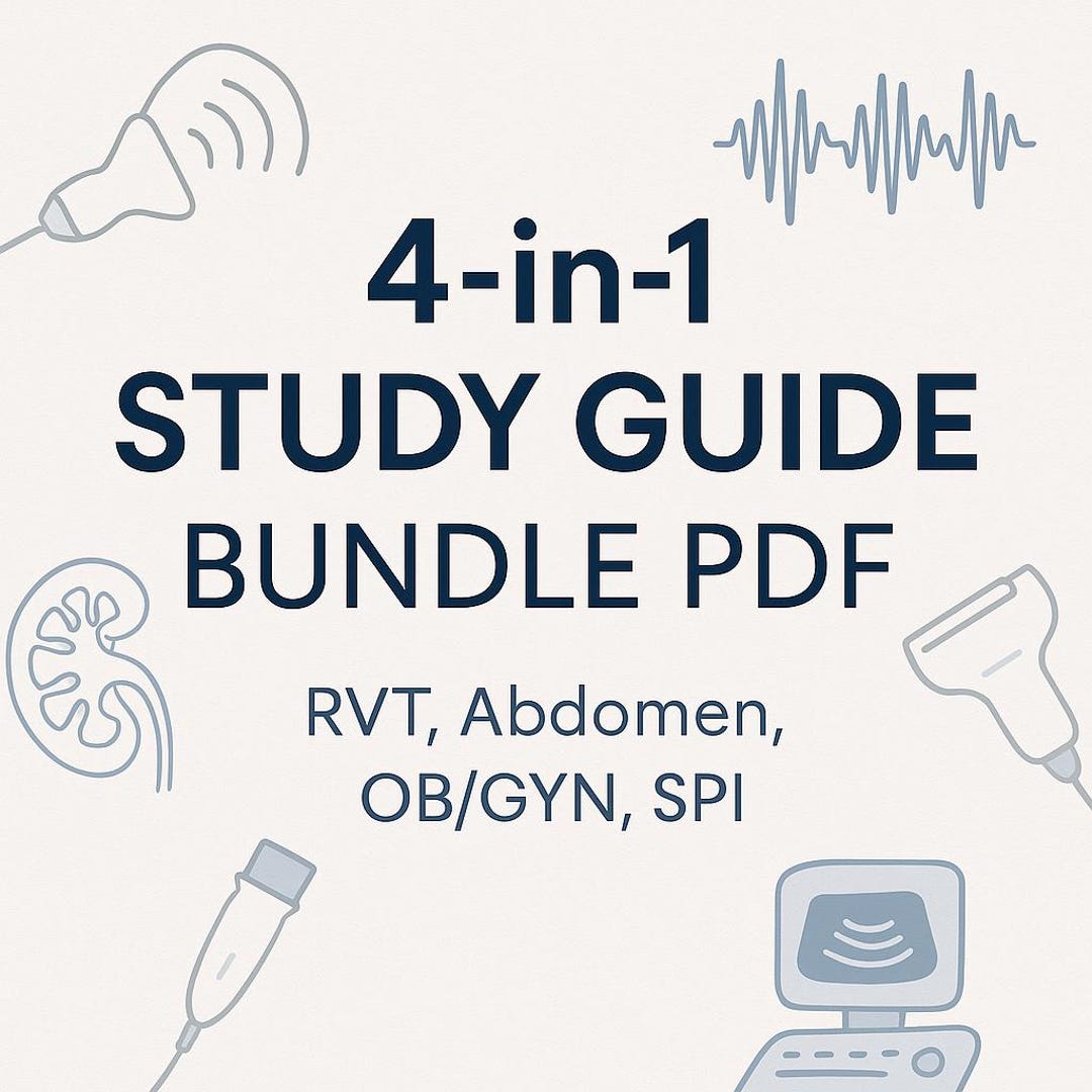 4-in-1 Ultrasound Study Guide Bundle | RVT + Abdomen + Ob/gyn + Spi ...