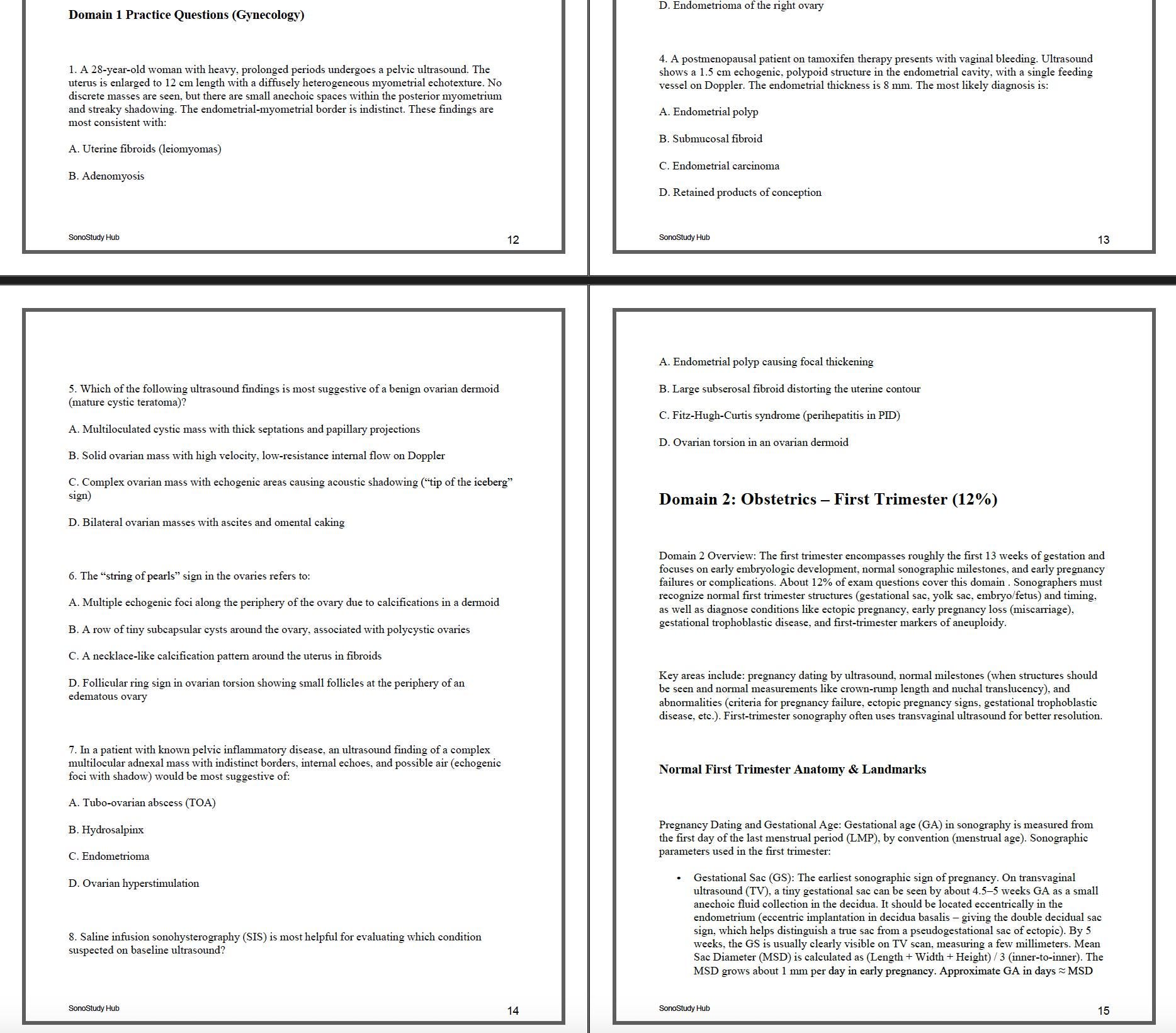 4-in-1 Ultrasound Study Guide Bundle | RVT + Abdomen + Ob/gyn + Spi ...