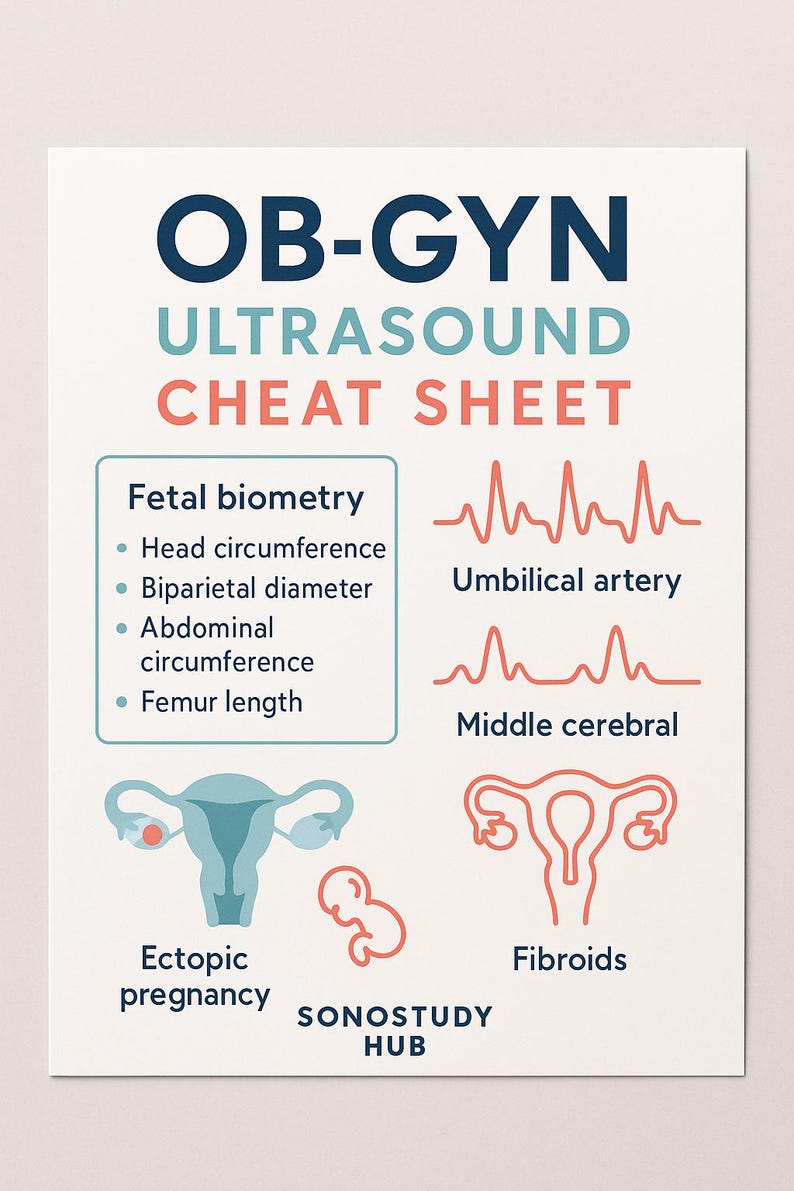 OBGYN Ultrasound Board Cheat Sheet | ARDMS Exam Review | Formulas & Key Concepts | Study PDF by ...