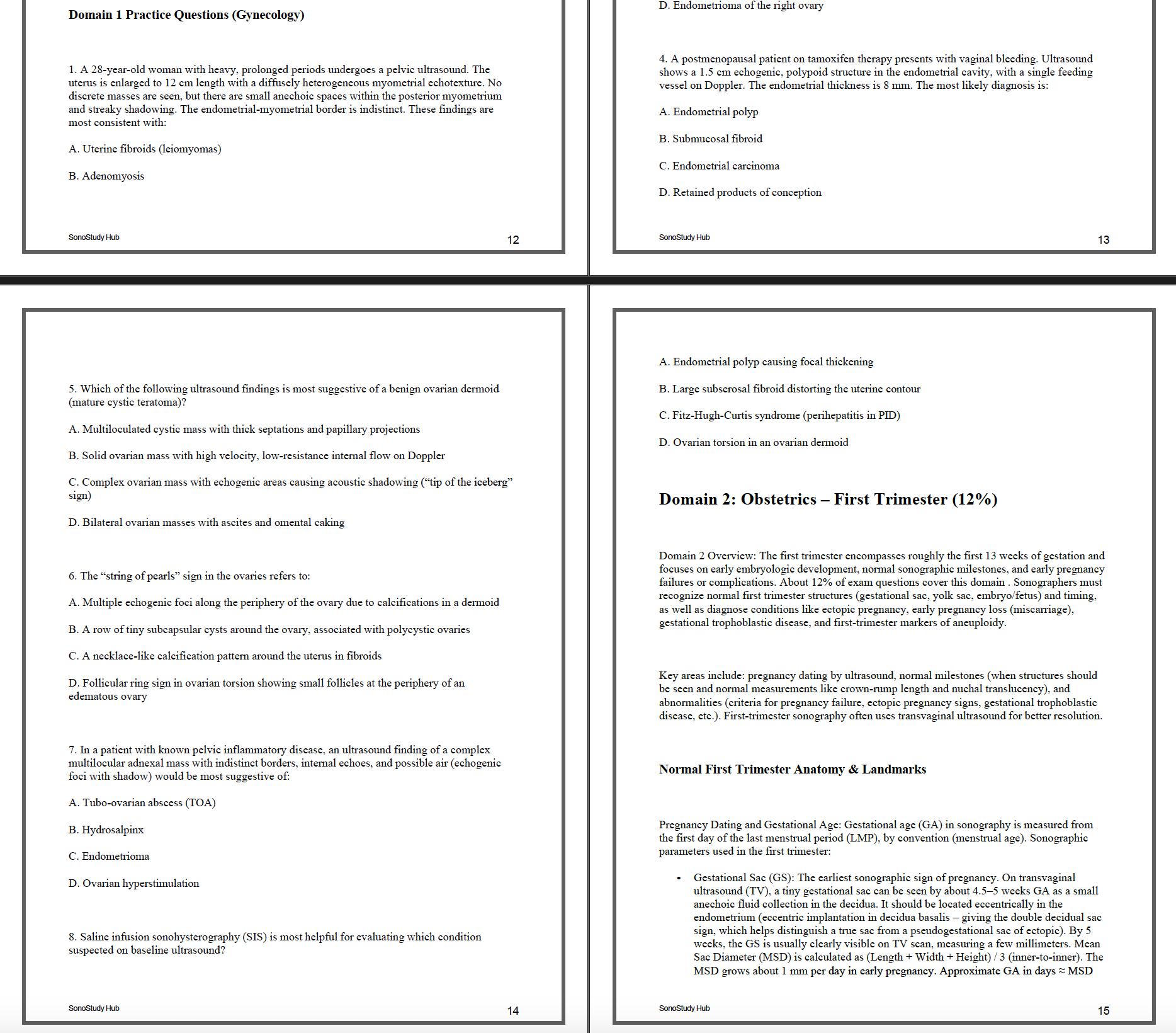 ARDMS OB/GYN Ultrasound Study Guide | Board Exam Prep | Sonographer ...