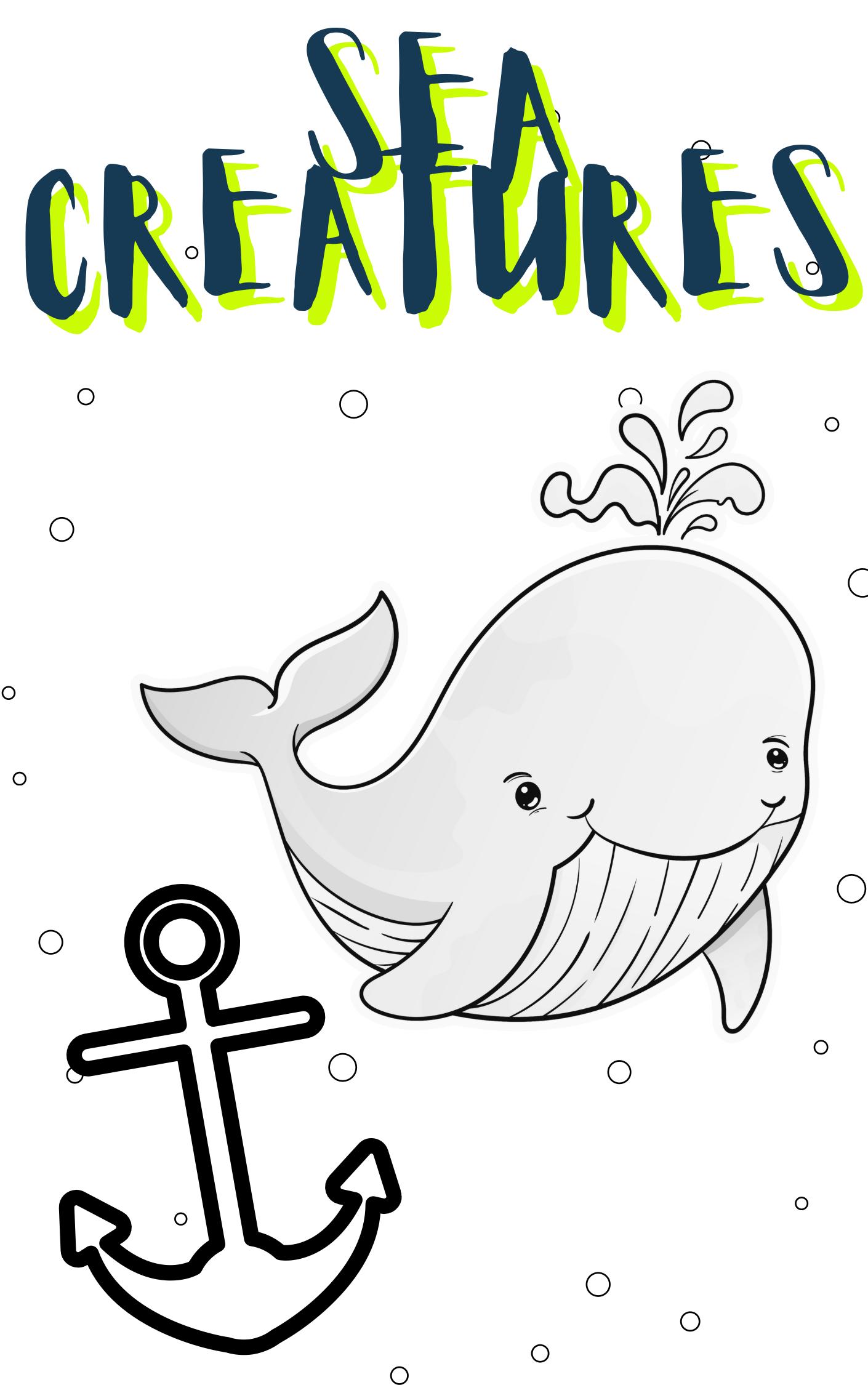 Sea Creatures Simple Coloring Pages - Etsy