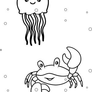 Sea Creatures Simple Coloring Pages - Etsy