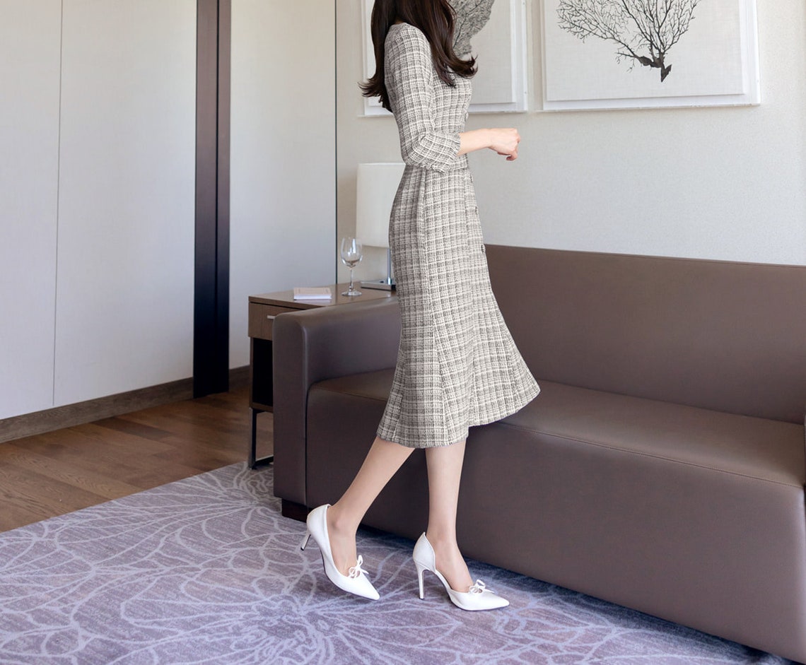 Elegant Feminine Semi-mermaid Tweed Dress / Korean Style Mini - Etsy