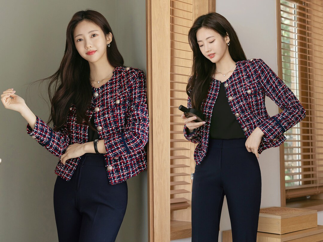 Chic Elegant Tweed Jacket Blazer/ Korean Style Classic Cardigan Autumn ...