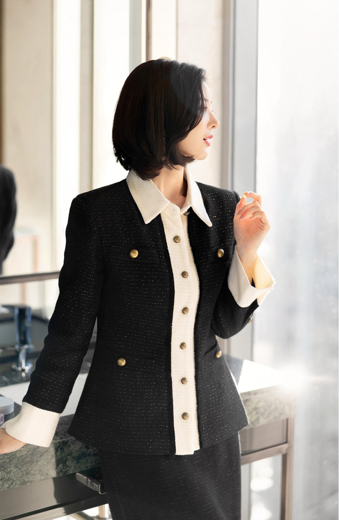 Elegant Tweed Jacket / Korean Style Classic Tweed Jacket - Etsy