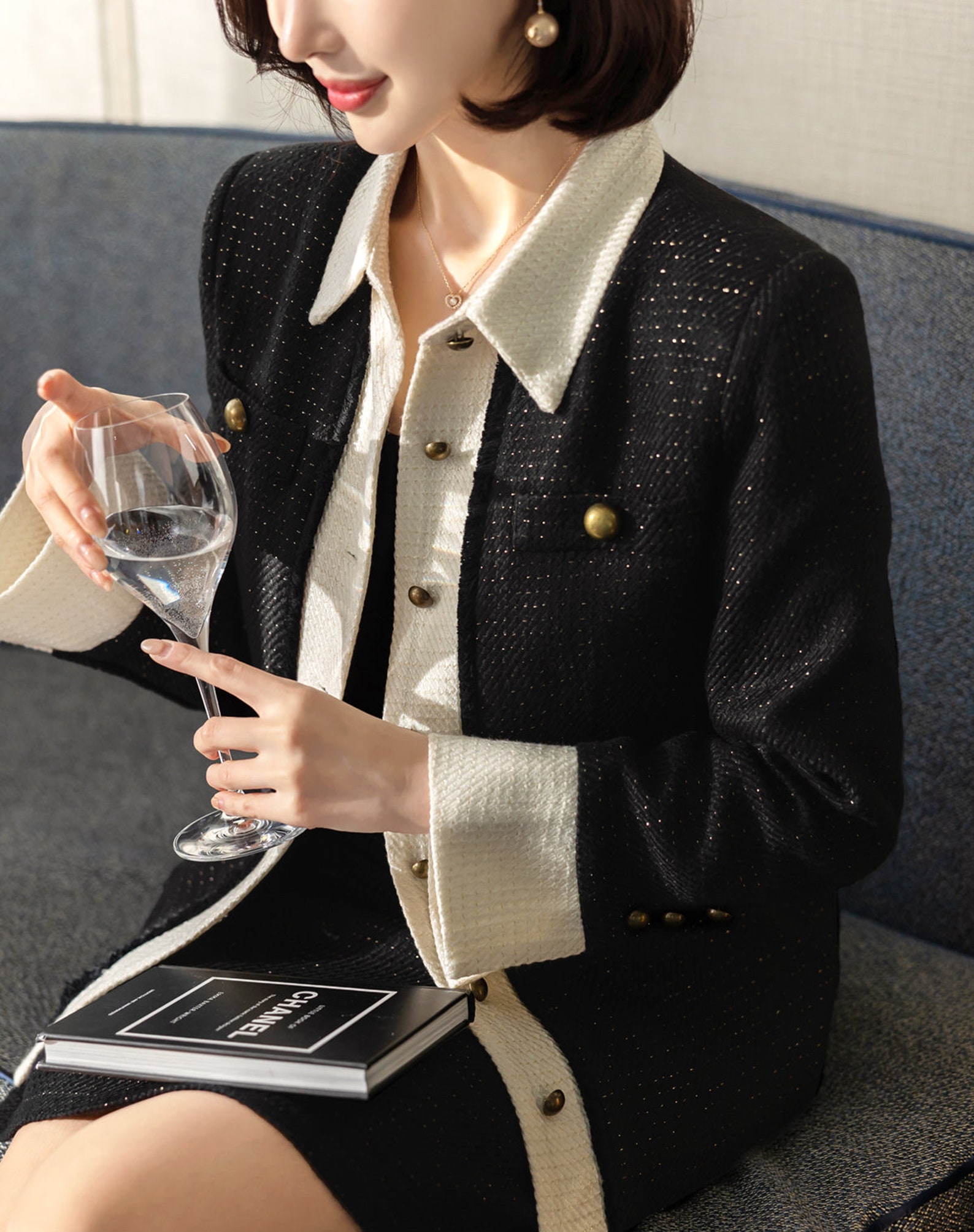 Elegant Tweed Jacket / Korean Style Classic Tweed Jacket - Etsy