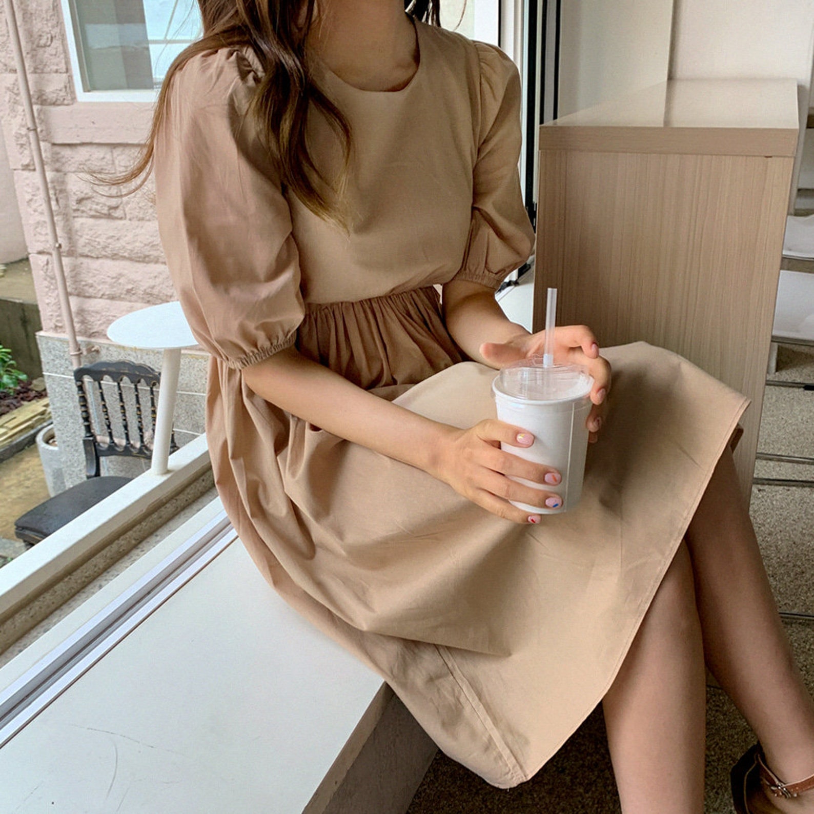 Puff Sleeve Natural Cotton Spring Summer Dress / Korean Style - Etsy