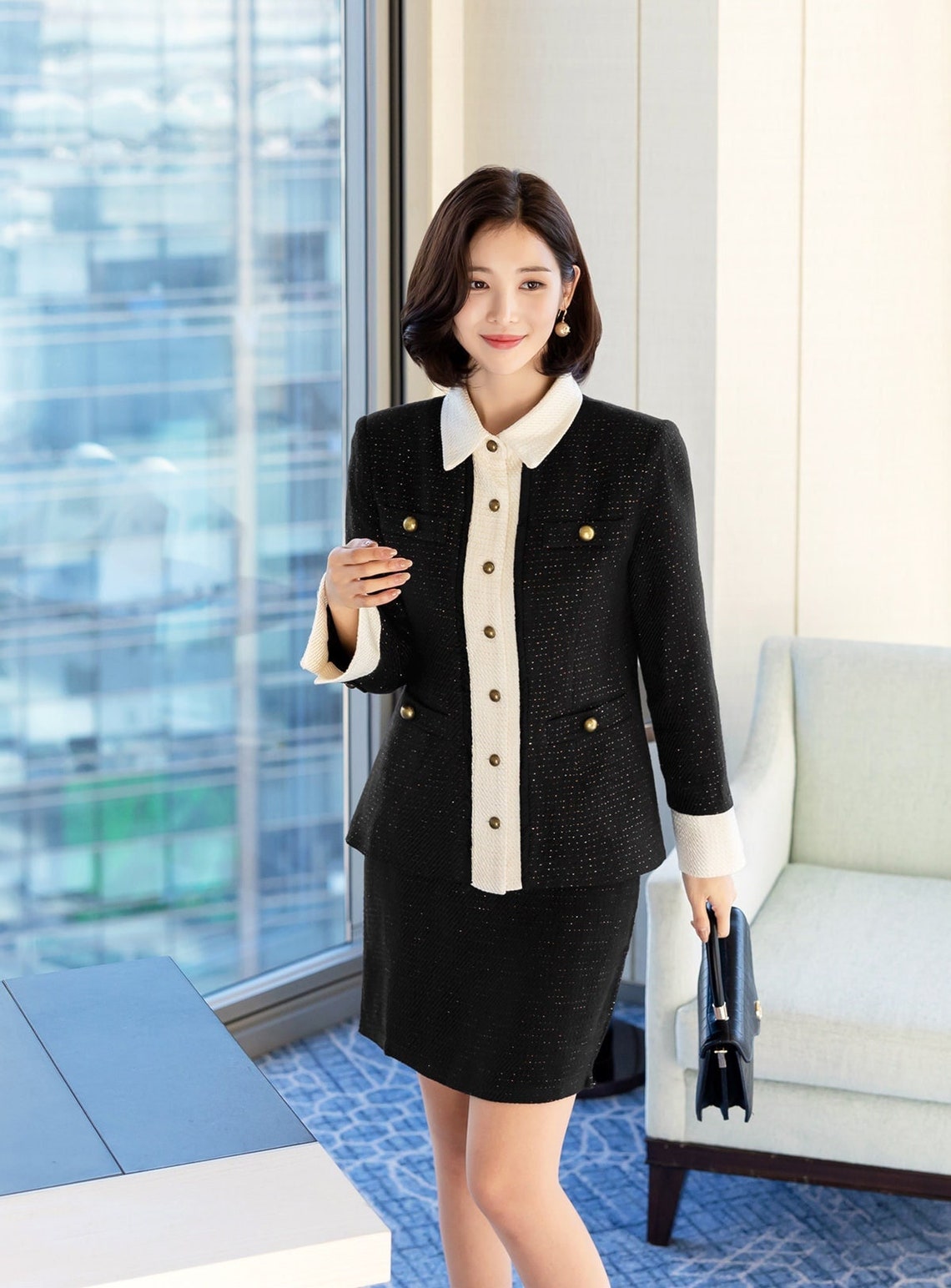 Elegant Tweed Jacket / Korean Style Classic Tweed Jacket - Etsy