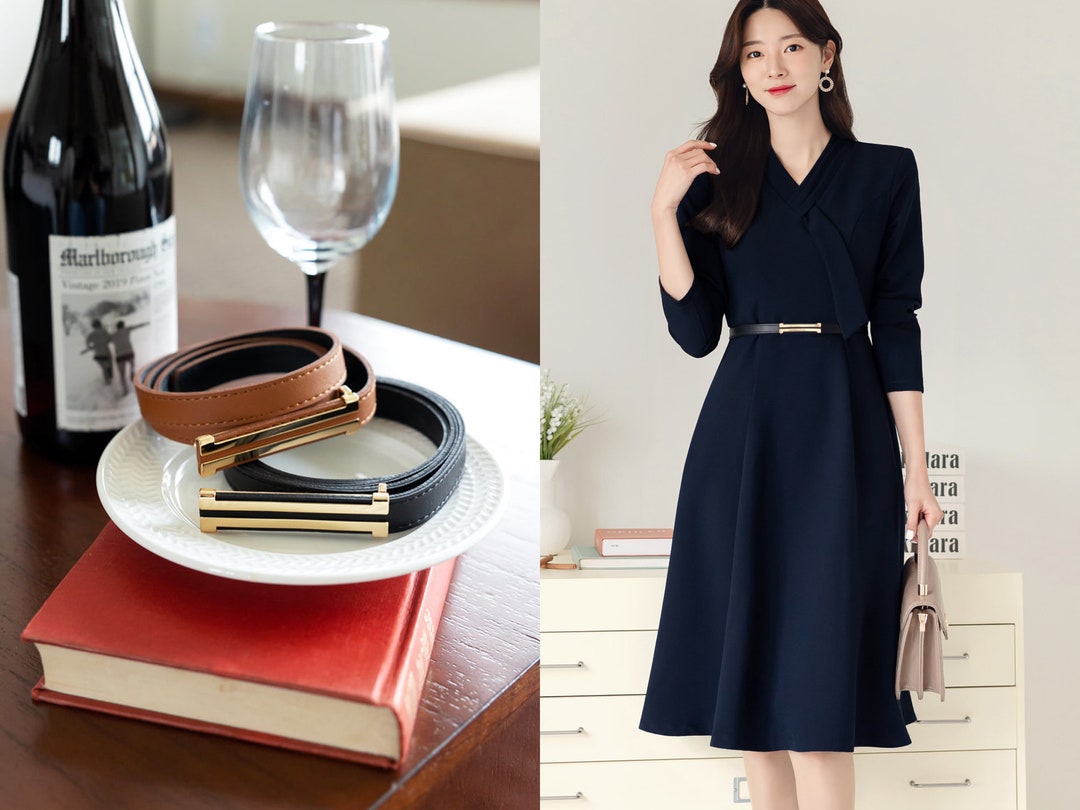 Elegant Feminine Gold Line Belt / Korean Style Elastic Belt / - Etsy