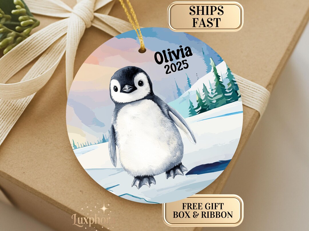 Custom Penguin Ornament Christmas Penguin Ornaments Penguins Gifts ...