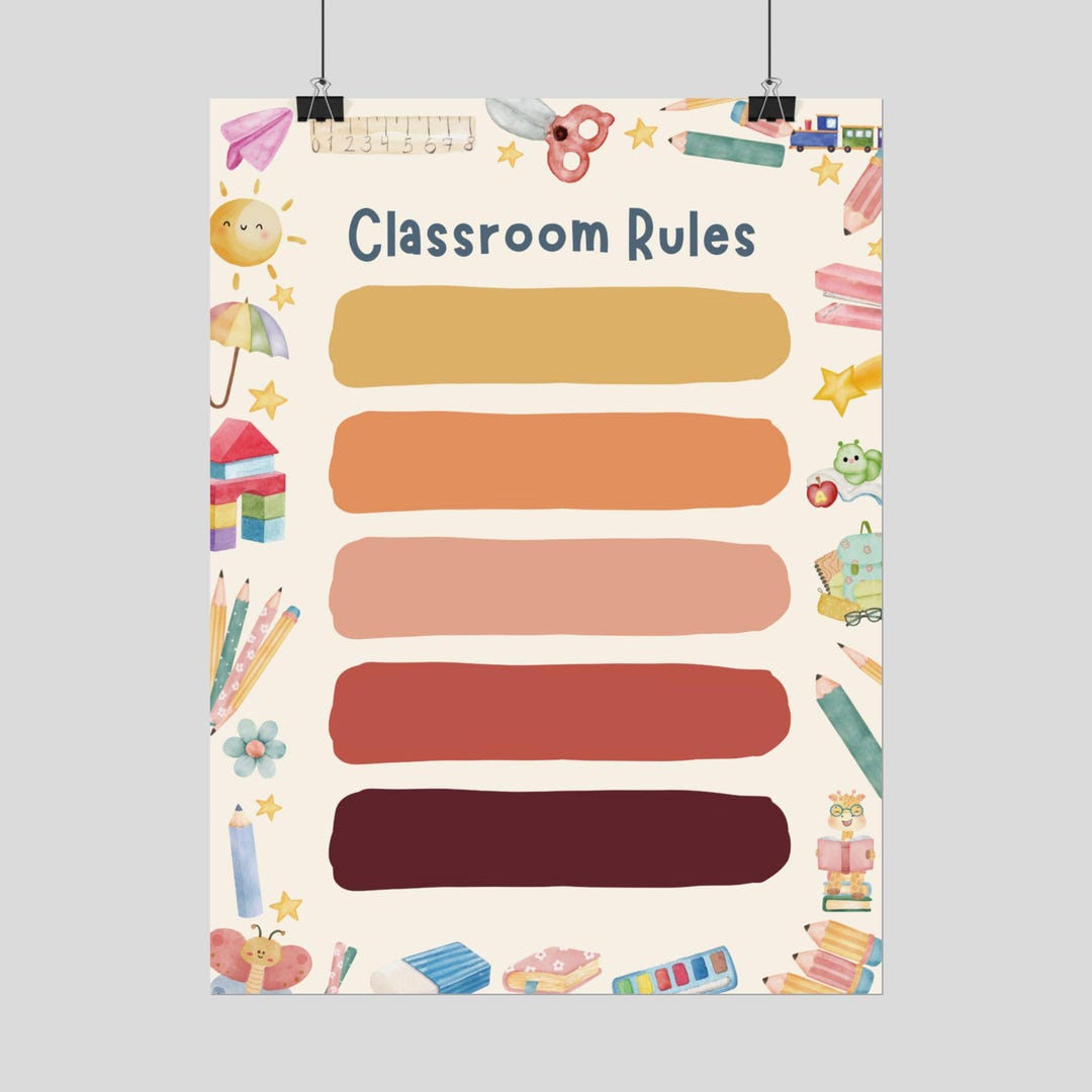 Educational Classroom Rules Poster, Teacher Wall Art, School Decor ...