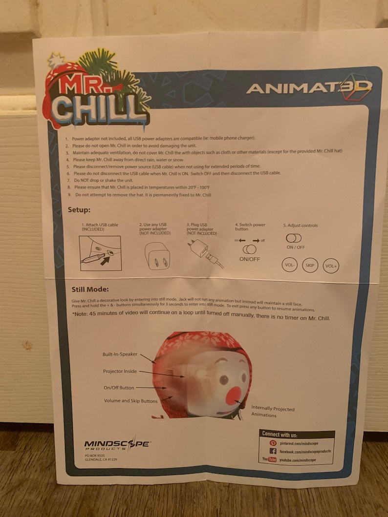 Animated 3D Mr. Chill Animated Snowman-with Projector and Speaker-hardly Used-power Adapter ...