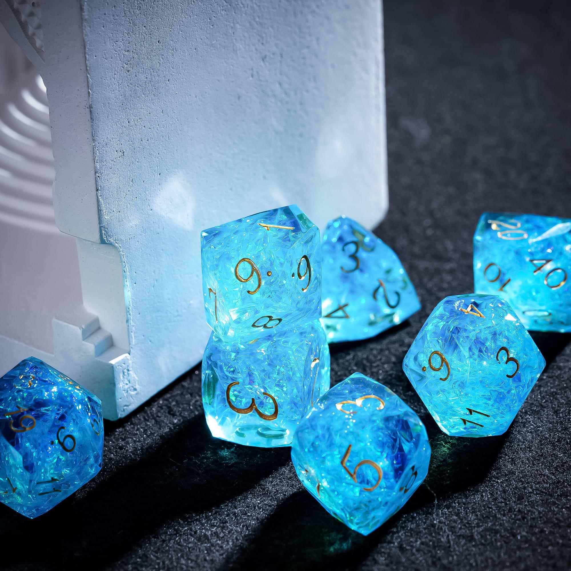 Crystal Dnd Dice Set, Handmade Sharp Edge Resin Dice for Dnd, RPG ...