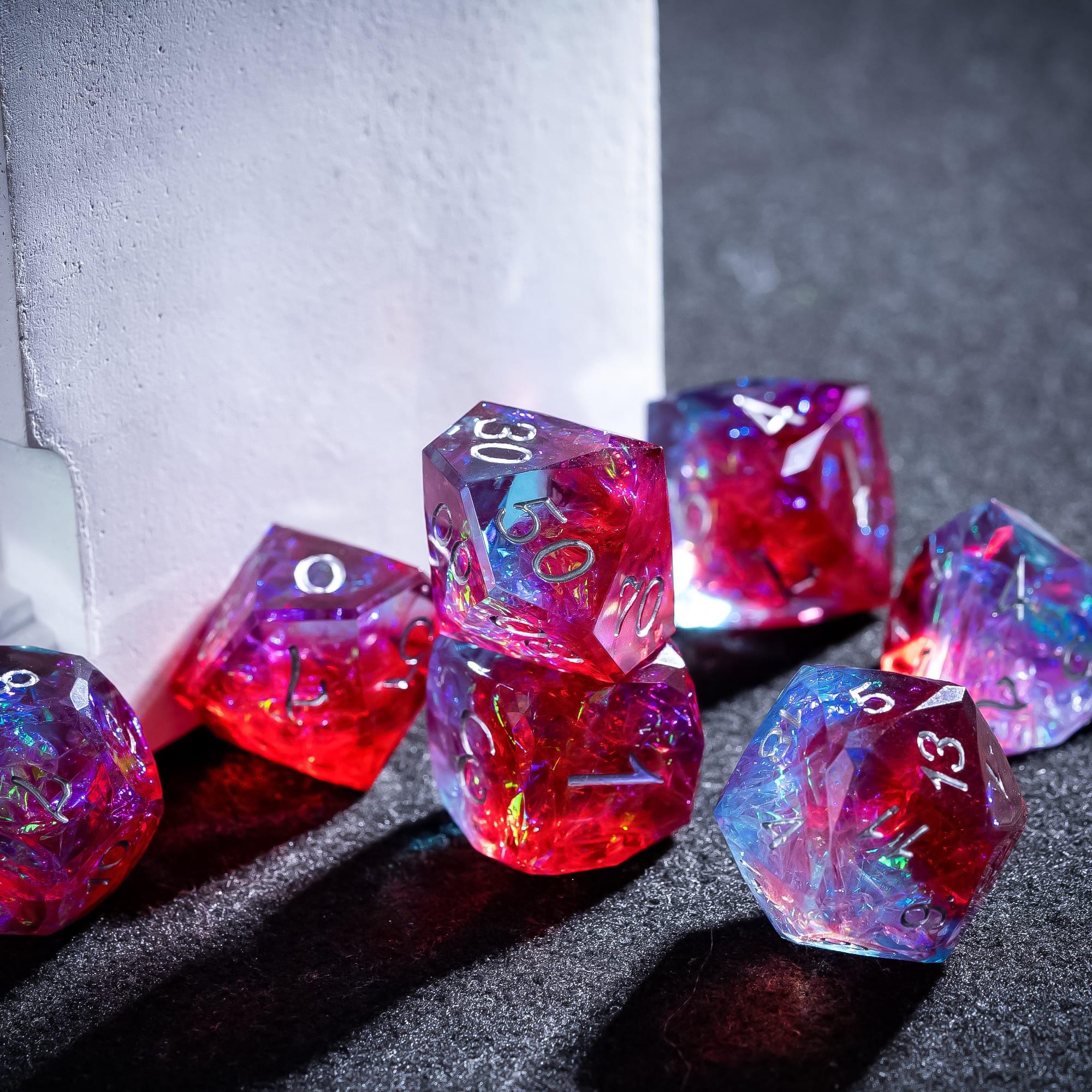 Crystal Dnd Dice Set, Handmade Sharp Edge Resin Dice for Dnd, RPG ...
