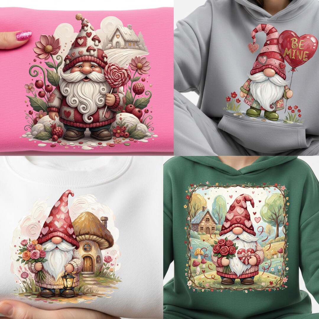 Valentine Gnome Bundle PNG, Valentine Gnome Bundle SVG, Gnome Bundle ...