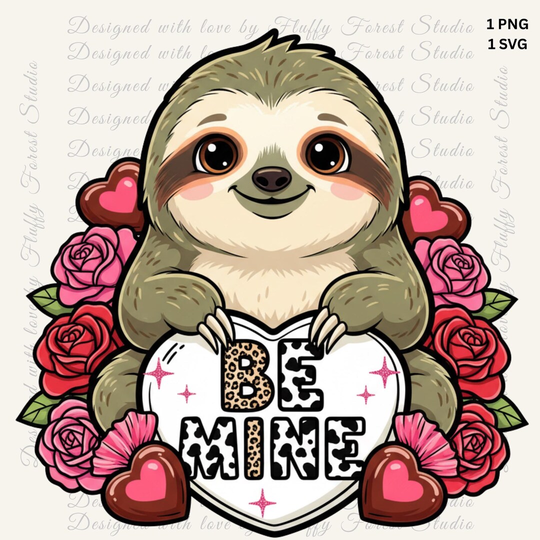 Valentine Sloth Clipart | Animal PNG SVG (digital Download) - Etsy