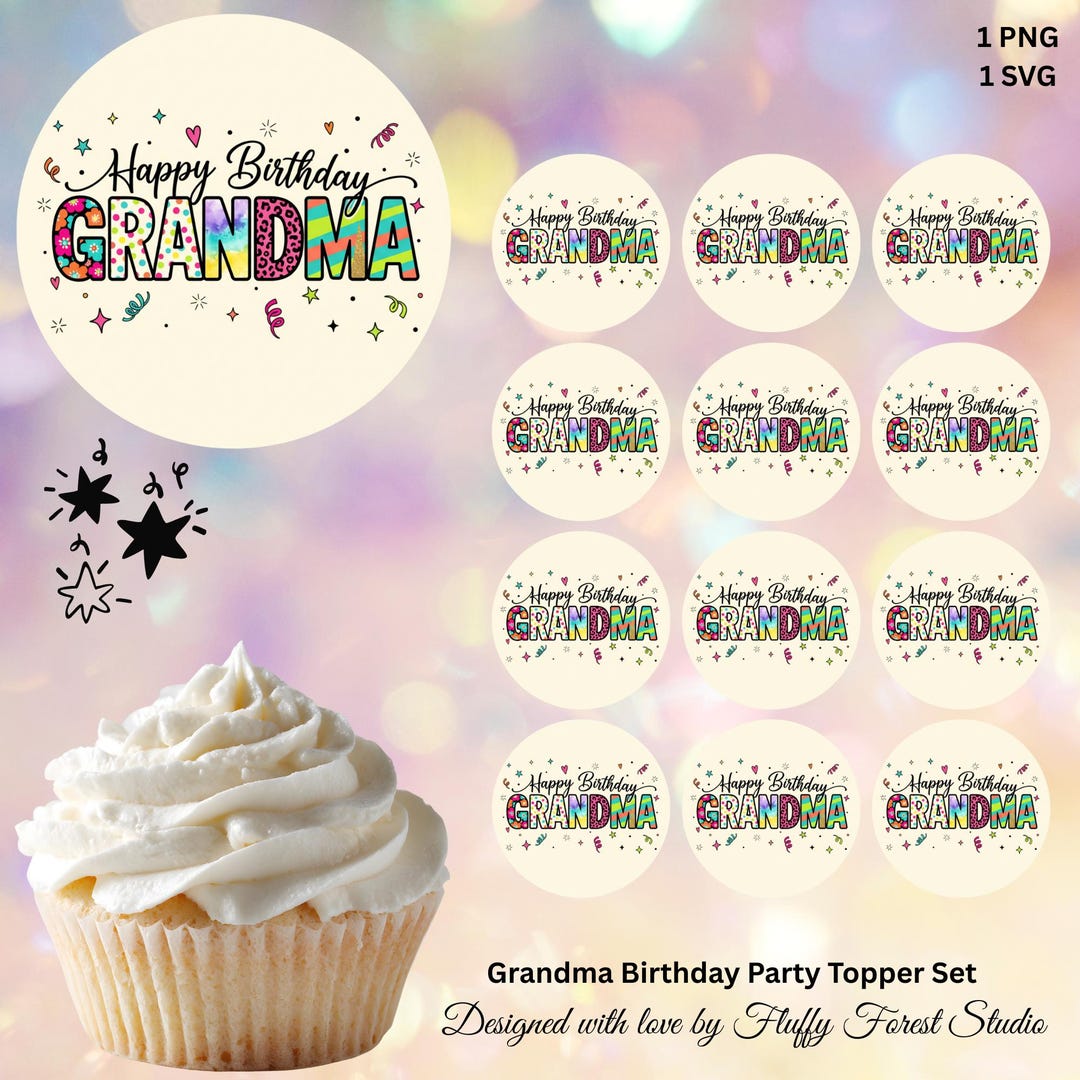 Grandma Birthday Cake Topper Set, Party Decorations Digital Download ...