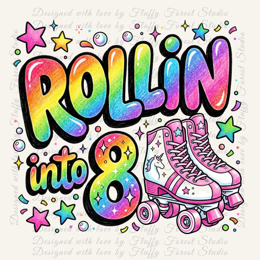 Rolling Into 8 Birthday PNG | Rolling Into Eight Birthday Shirt ...