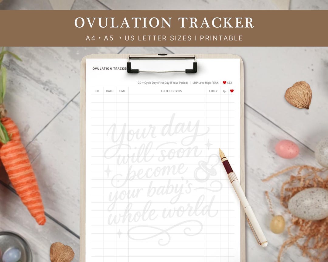 Ovulation Tracker Printable: TTC Planner With OPK Test Strip Stickers ...