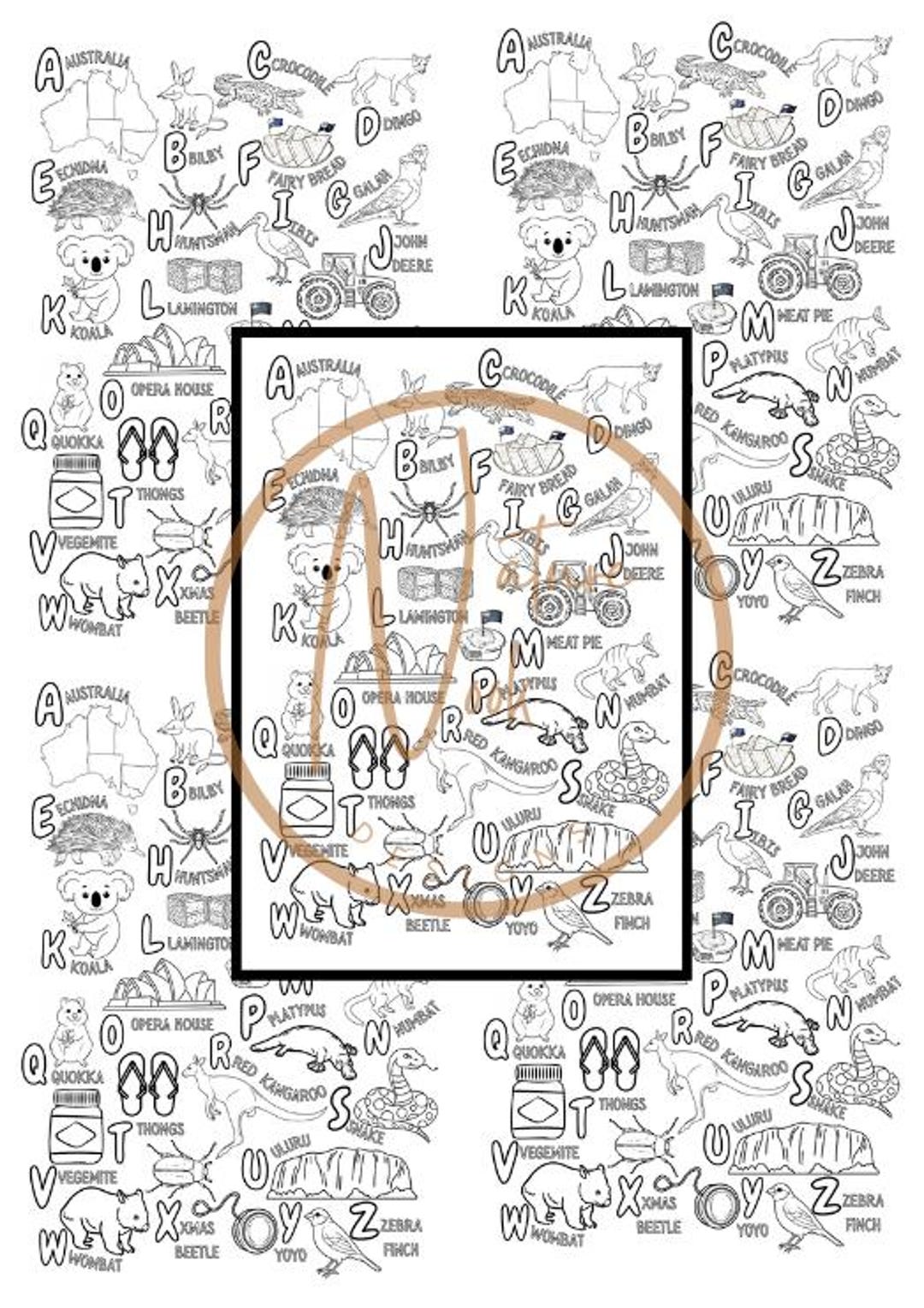 A-Z Aussie Colouring in Page - Etsy