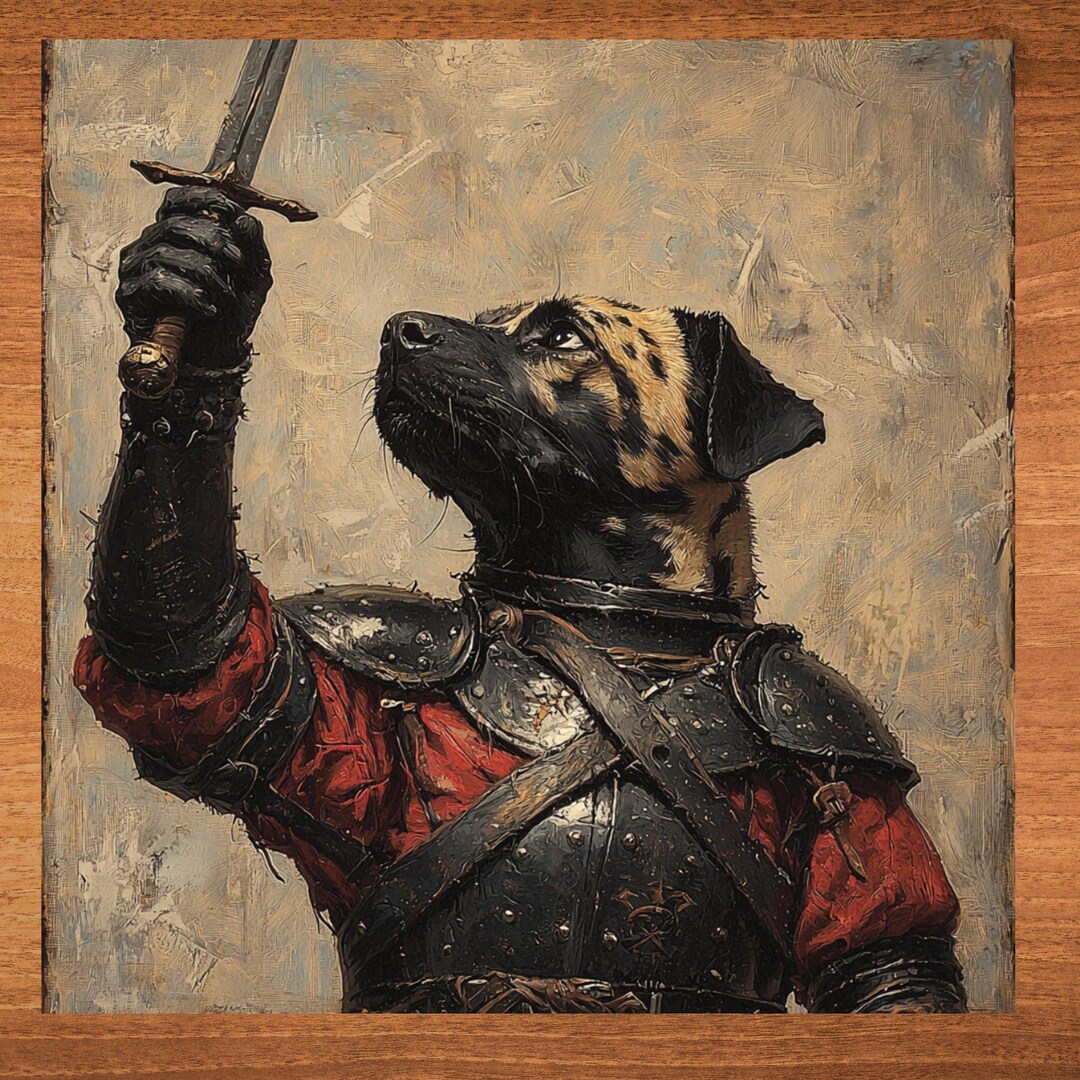 Catahoula Leopard Dog Medieval Dog Knight Decor Ceramic Art Tile in ...