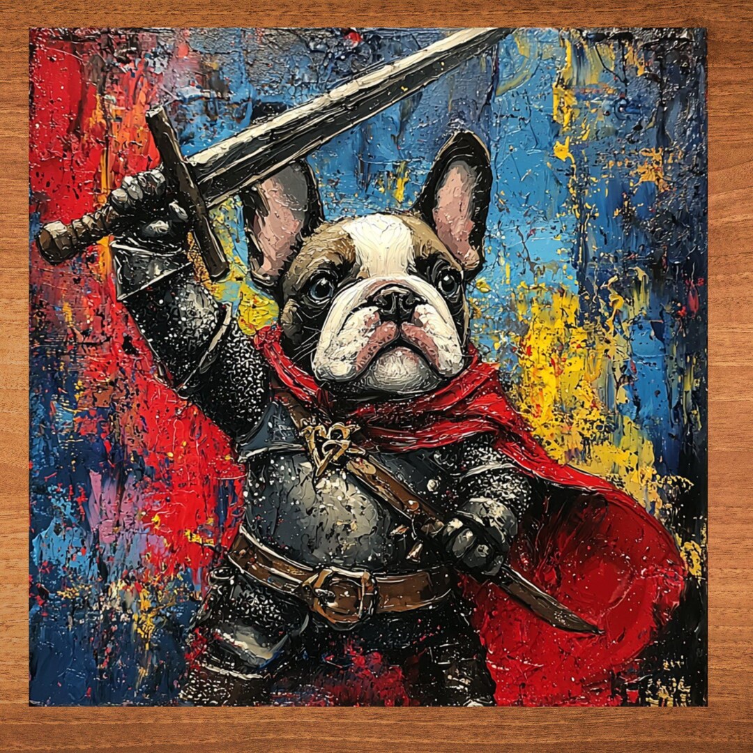 Free-lance Bulldog Medieval Dog Knight Decor Ceramic Art Tile in ...