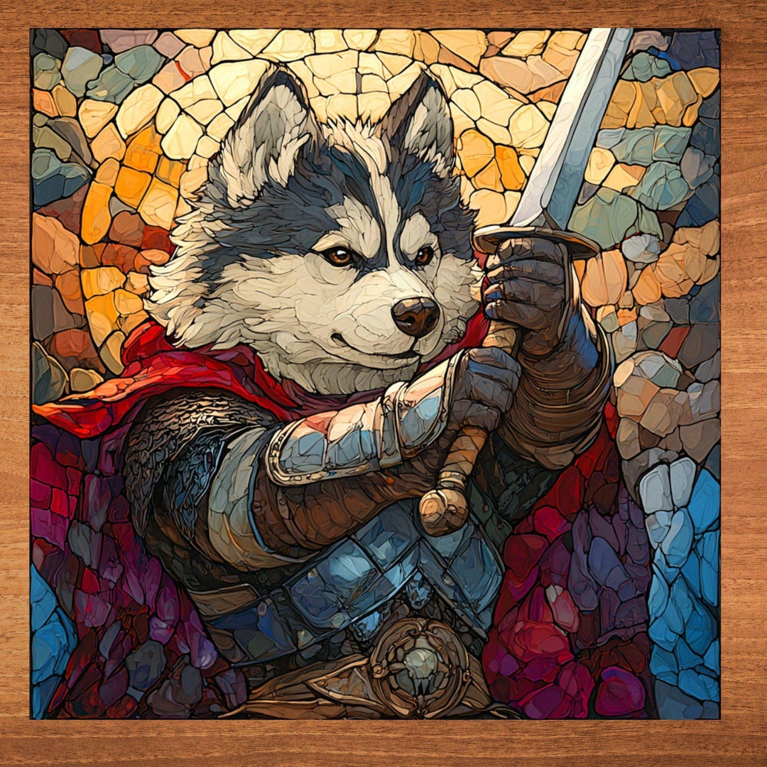 Alaskan Malamute Medieval Dog Knight Decor Ceramic Art Tile in Various ...