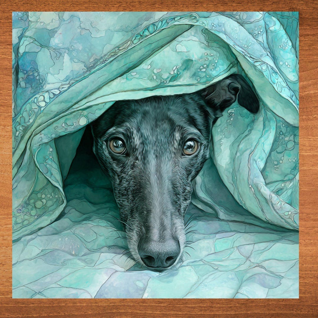 Whippet Ceramic Tile Art Dog Peeking Under a Blanket Gift Pet Owner ...