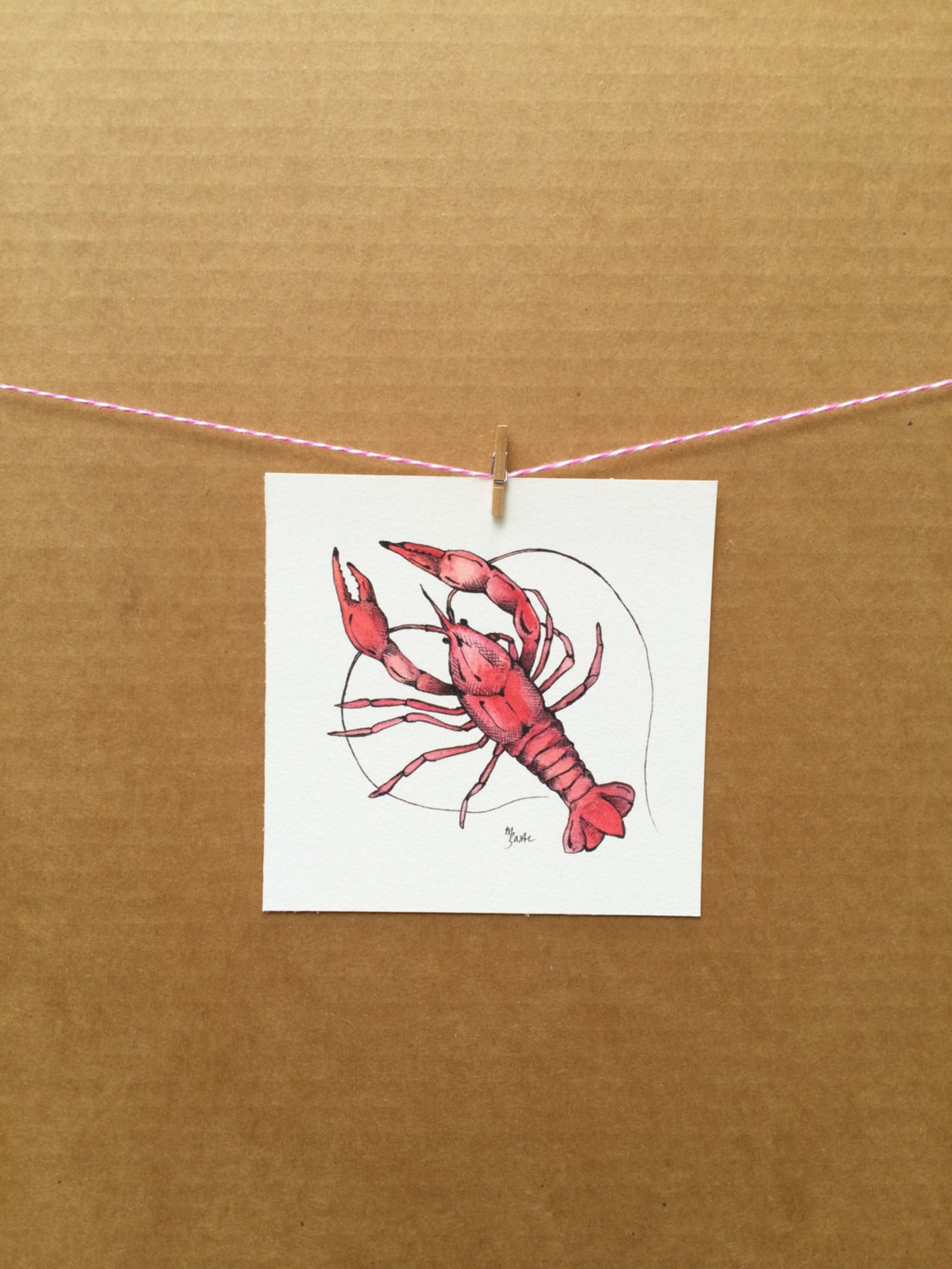 Watercolor/ink-animal-crustacean-crawfish - Etsy