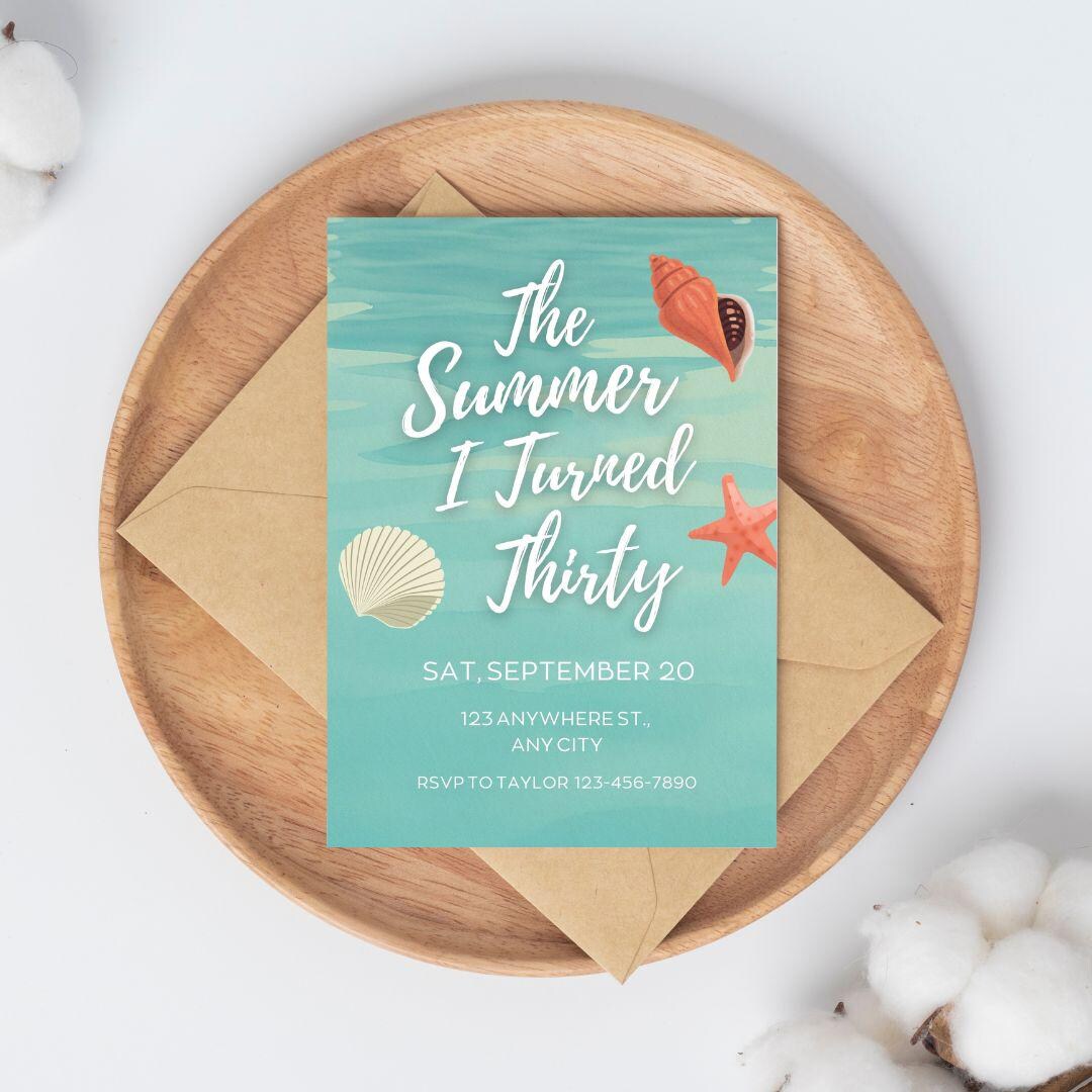 The Summer I Turned Pretty Birthday Invitation: Beach Theme (digital ...