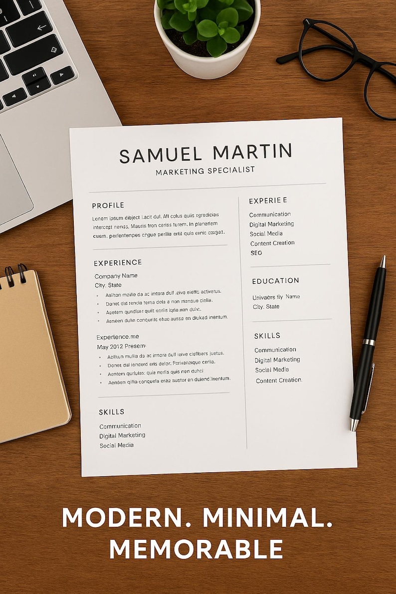 Modern Resume Template: Editable Canva CV Design (instant Download) - Etsy