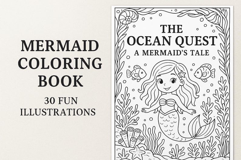 The Ocean Quest: A Mermaid’s Tale – 30-page Kids Coloring Book PDF ...