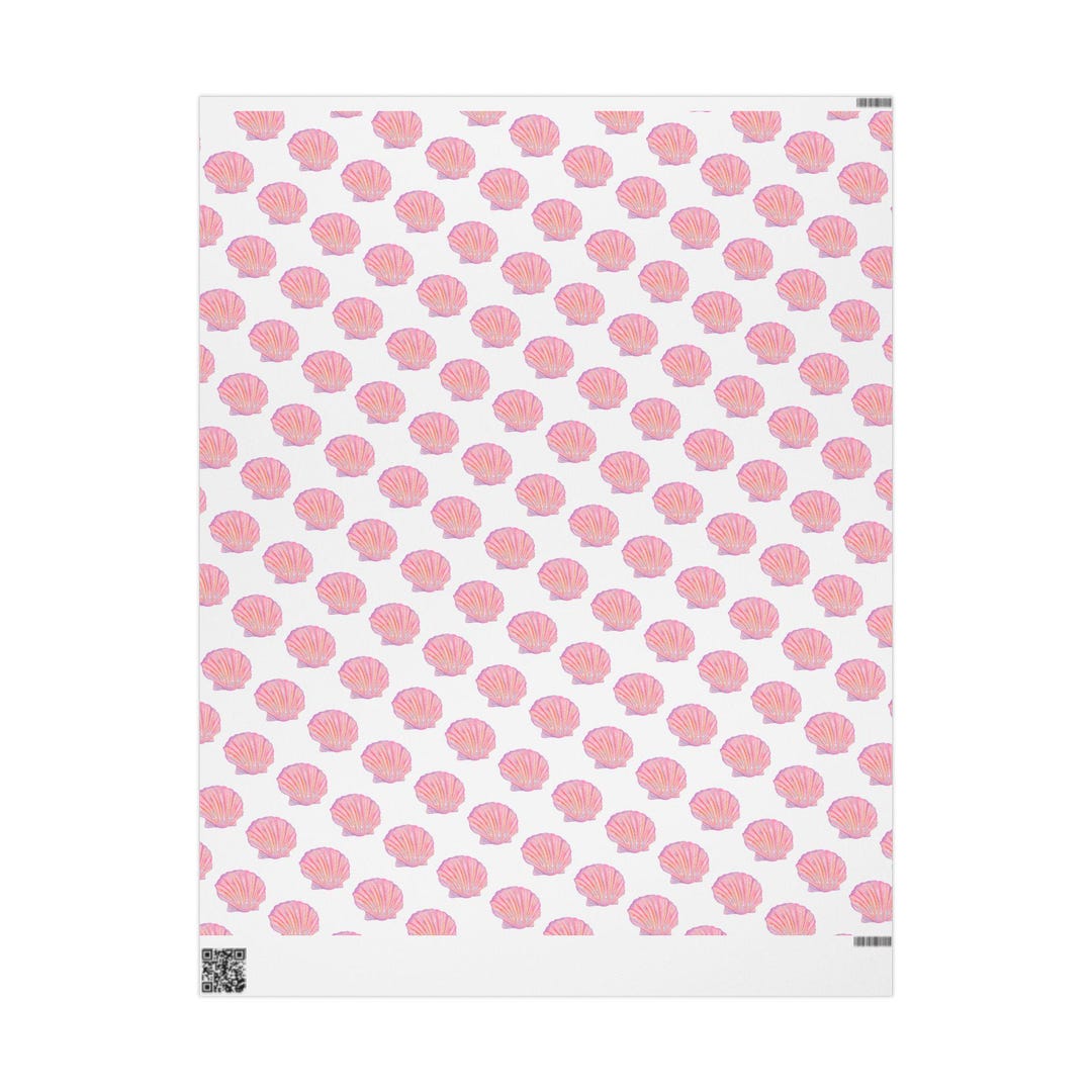 Pink Shell Wrapping Paper, Cute Gift Wrap for Beach Lovers, Birthday ...