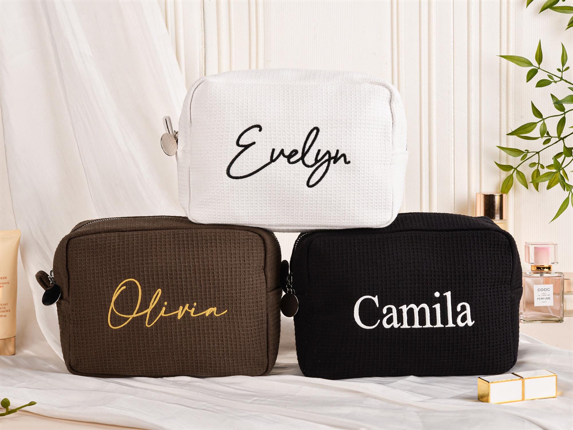 Personalized Embroidered Makeup Bag, Custom Cosmetic Bag, Bridesmaid ...