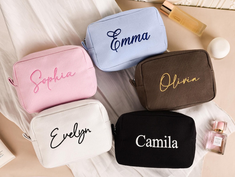 Personalized Embroidered Makeup Bag, Custom Cosmetic Pouch, Women ...