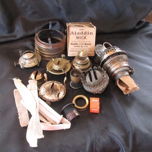 Lot of 21 Vintage Antique Oil Lamp Parts Wicks, Burners, Flame Spreaders - Etsy